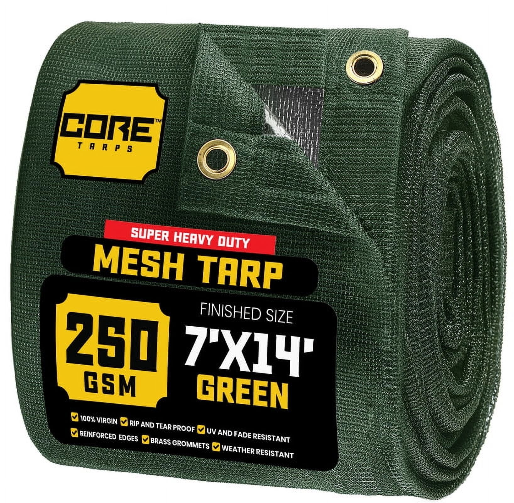 Core Tarps 60% Green Shade Cloth with Grommets - 7 X 14 FT Heavy Duty ...