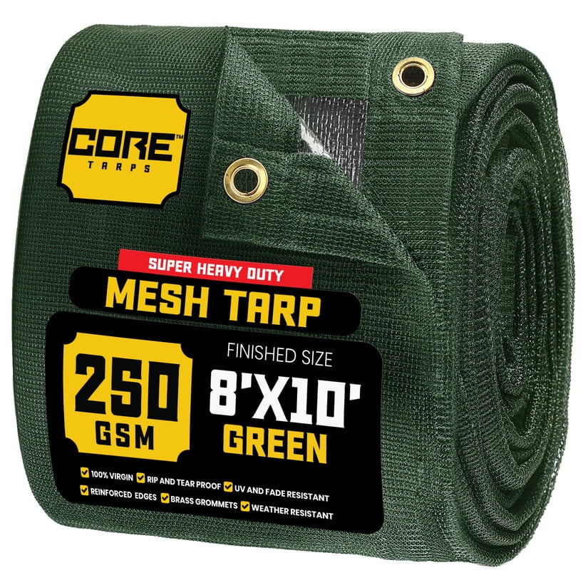 Core Tarps 60% Green Shade Cloth with Grommets - 8 X 10 FT Heavy Duty ...