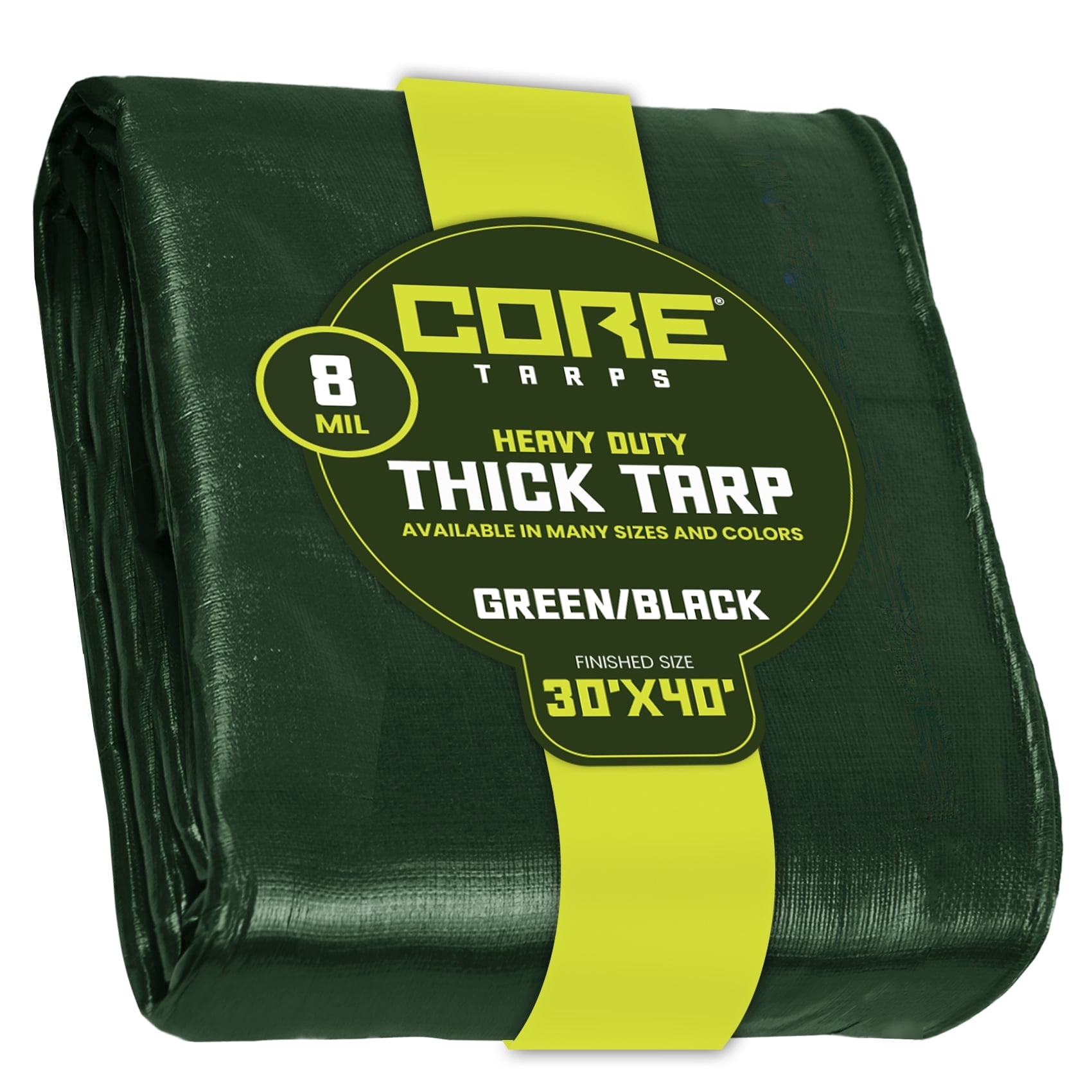 Core Tarps 8 Mil Heavy Duty Tarp Tarpaulin Waterproof Cover, Green ...