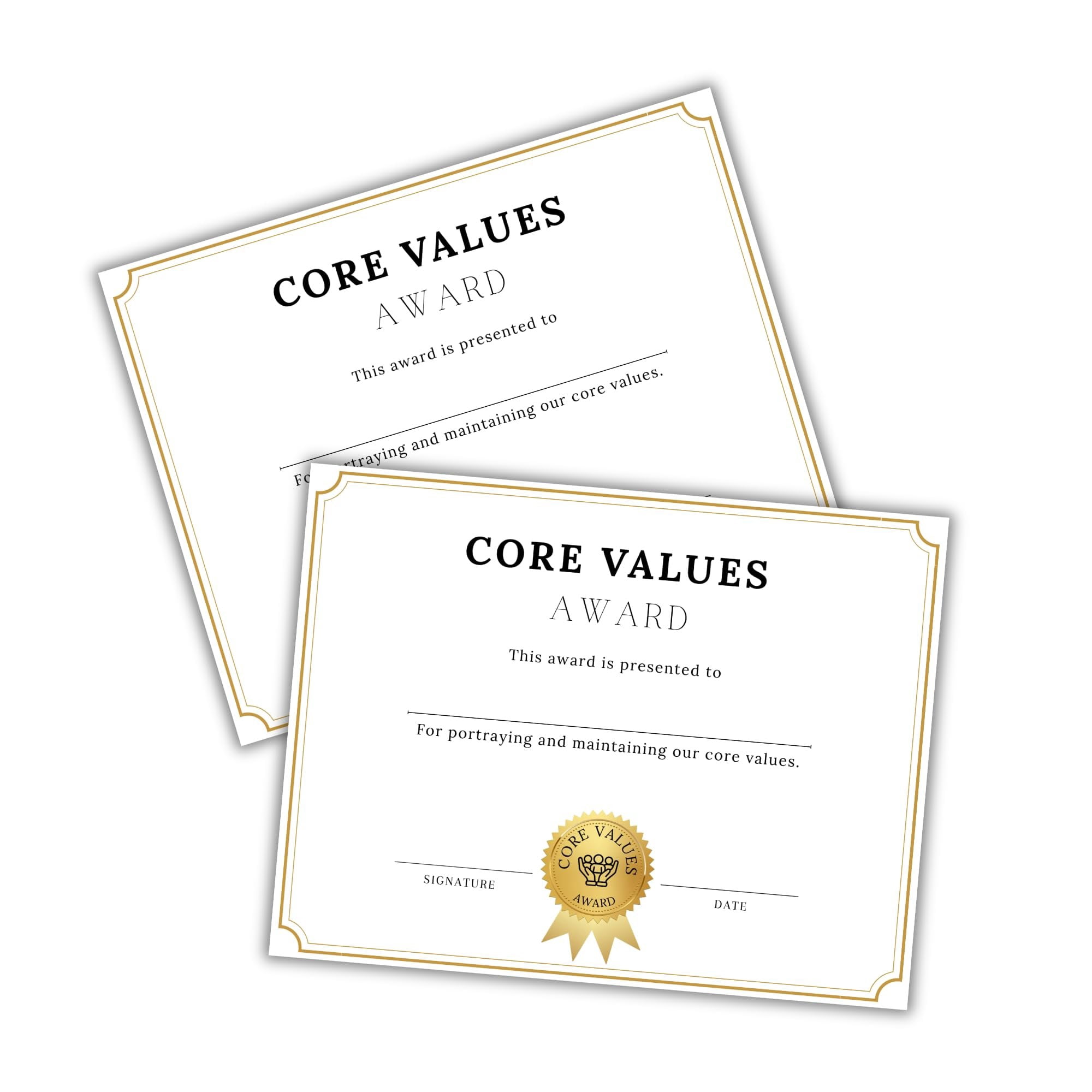 Core Values Awards Certificate 6pk 8.6x11 Linen Company Employee of The ...