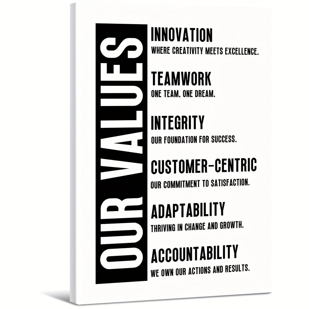 Core Values Innovation Teamwork Integrity Large Wooden Framed Wall Art ...