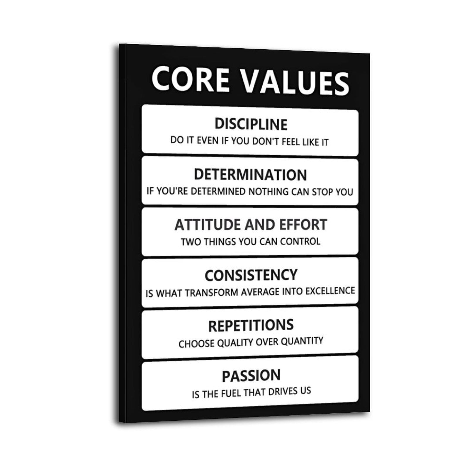 Core Values Motivational Wall Art Inspirational Poster Poster Wrapped ...