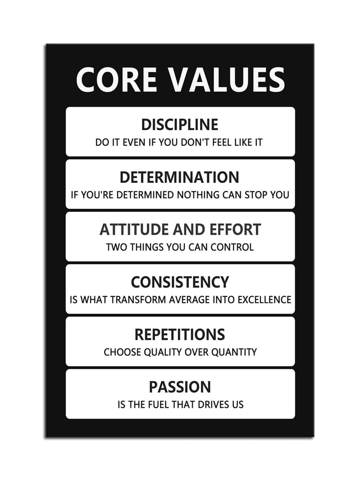 Core Values Motivational Wall Art, Inspirational Poster for Office & Living Room, Framed Canvas ...