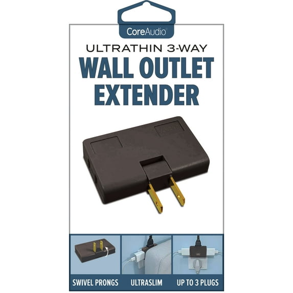 CoreAudio, 15A, 125V, Black/Pink/White, 3-Way Wall Extender Electrical ...