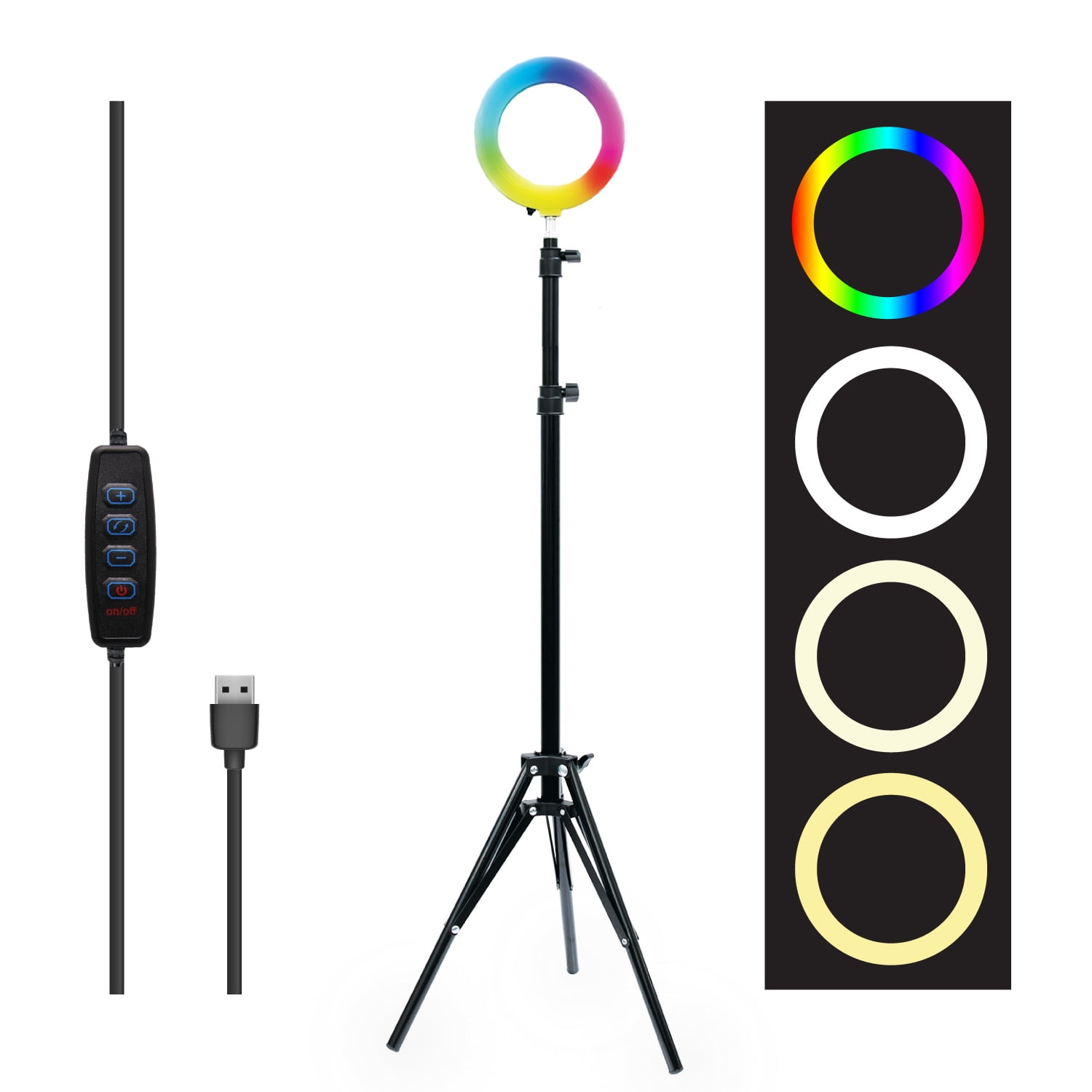 "CoreAudio LED Ring Light 6"" with 5' Adjustable Tripod Stand, RGB ...