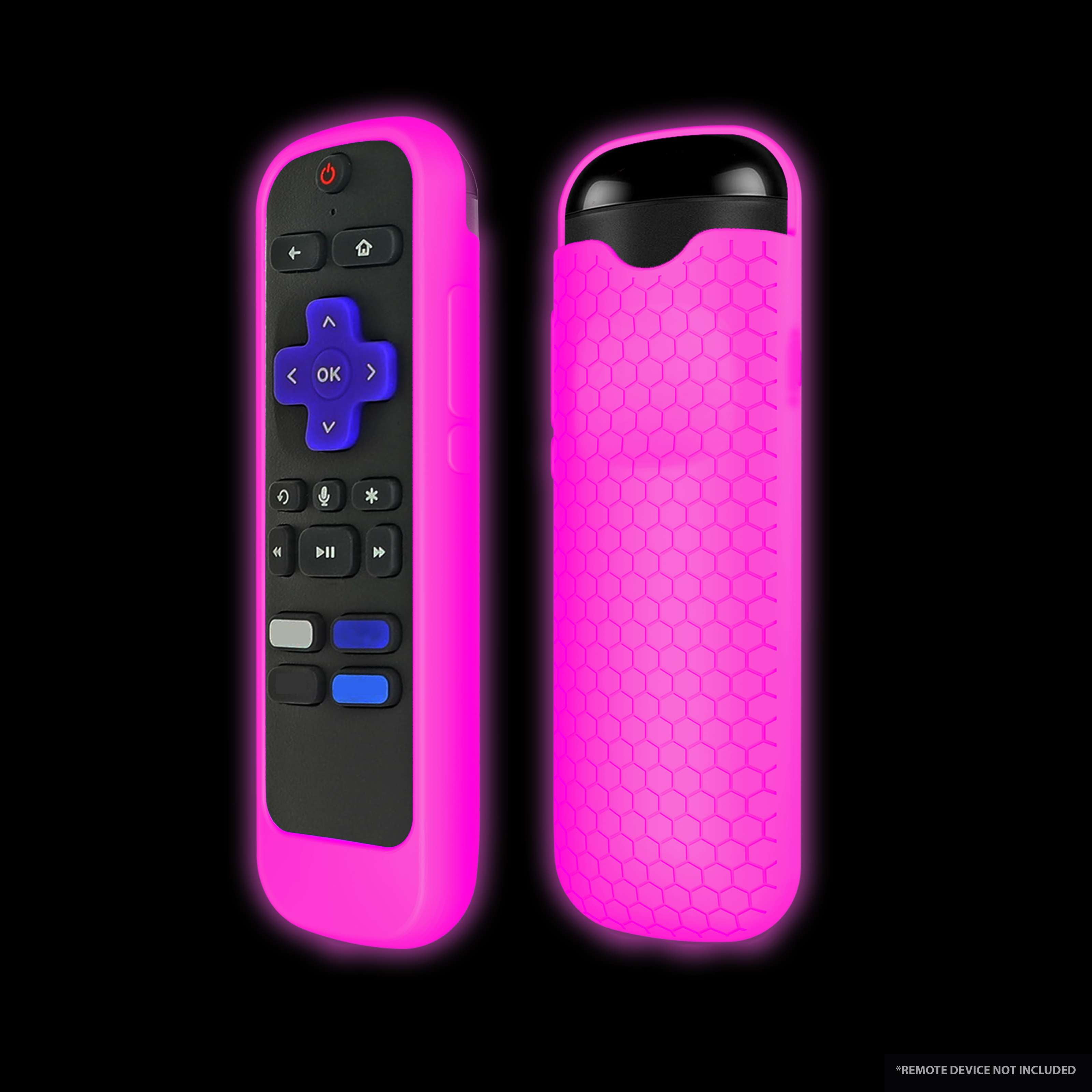 CoreAudio Roku Remote Silicone Sleeve, Pink, Glow in the Dark, Easy to ...