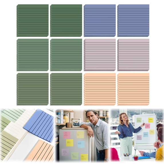 CoreLiving 3x3 Inch Lined Sticky Notes, Self Adhesive Memo Pads in ...