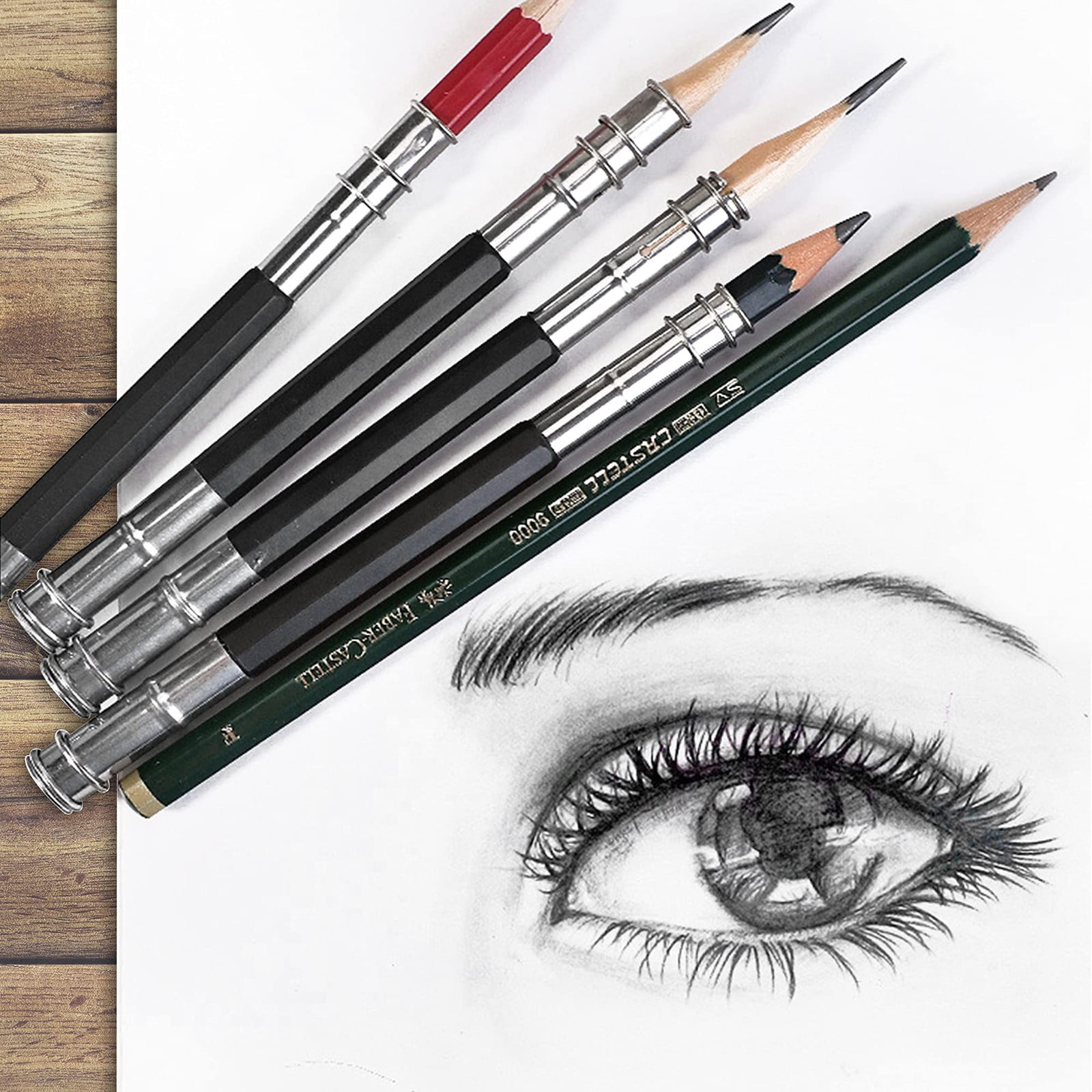 CoreLiving Adjustable Pencil Extender Metal Holder for Artist Drawing ...