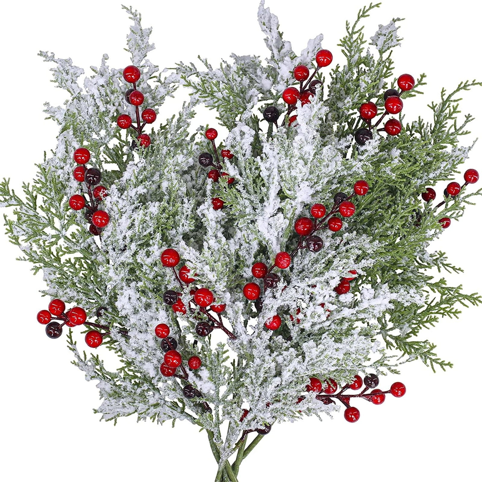 CoreLiving Artificial Christmas Flowers Picks & Sprays,19" Snowy Cedar ...