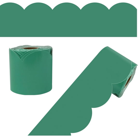 CoreLiving Bulletin Board Border Trim Roll, Green Scalloped Design for ...
