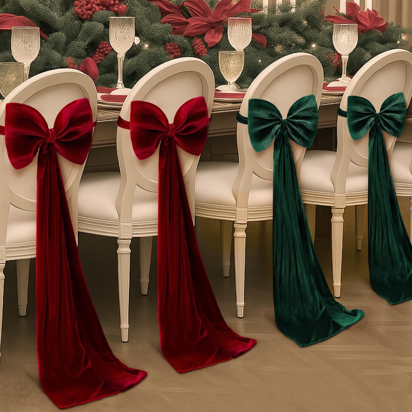 CoreLiving Christmas Bows for Chairs, Stretchy Chair Bows & Sashes, Red ...