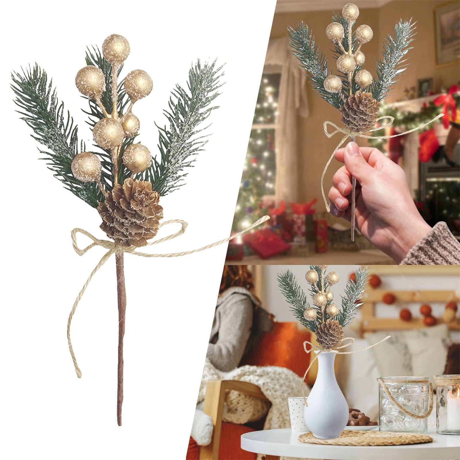 CoreLiving Christmas Floral Picks 1 Count Simulation Pine Cones Berry ...