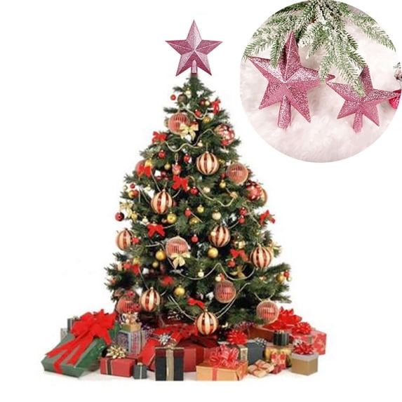 CoreLiving Christmas Tree Topper Shatterproof Pink Glitter Star Holiday ...