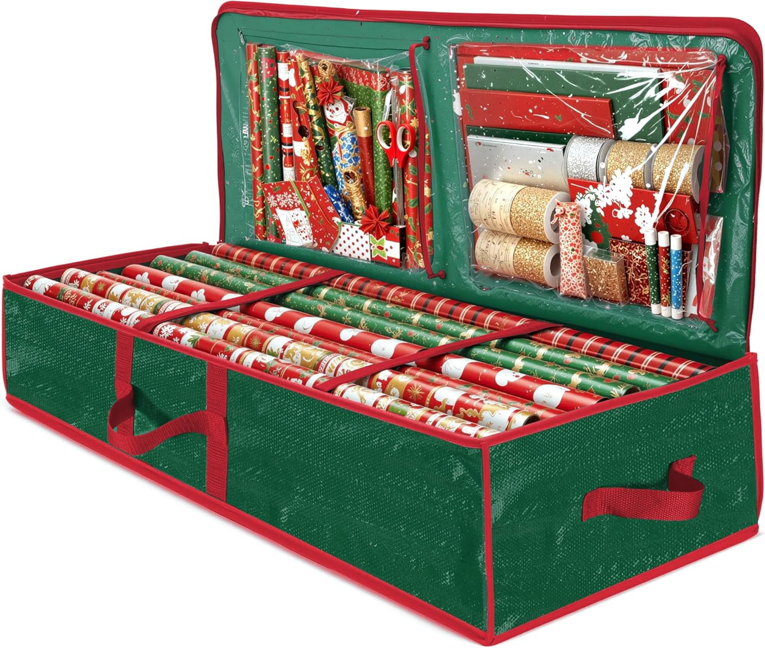 CoreLiving Christmas Wrapping Paper Storage Bag Organizer Bin - Large ...
