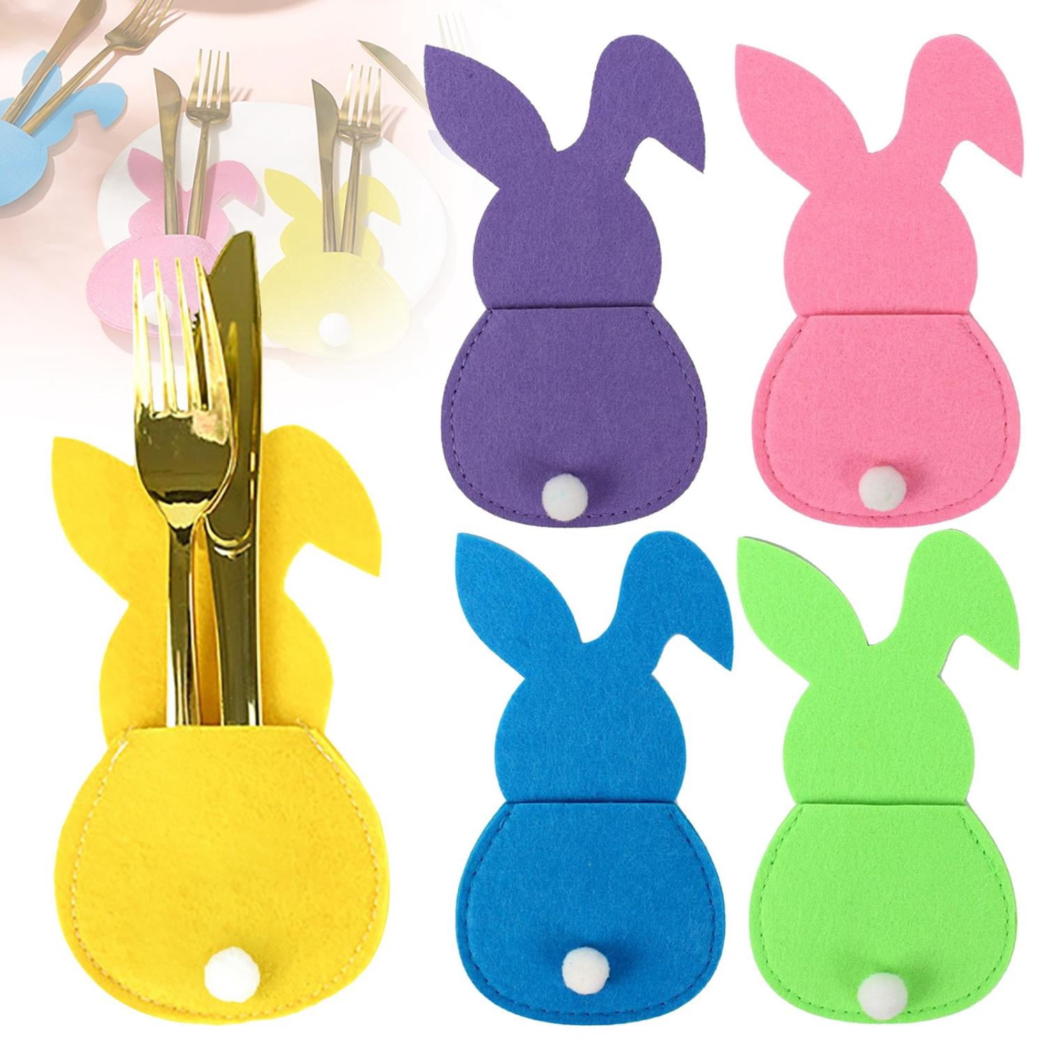 CoreLiving Easter Rabbit Felt Tableware Cutlery Holder Bunny Shaped ...