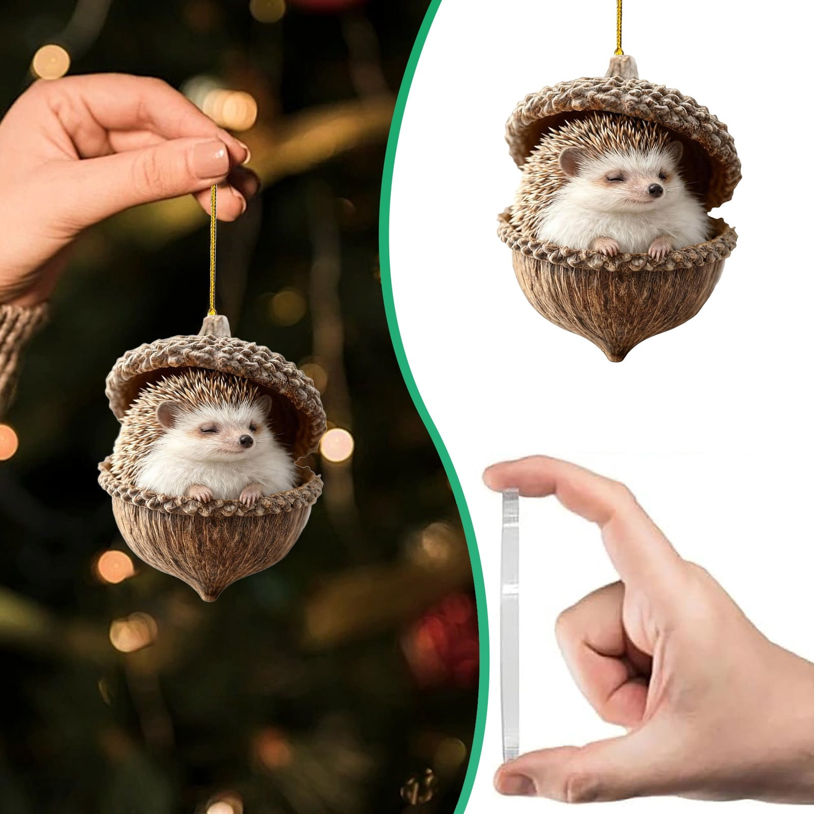 CoreLiving Forest Animal Acorn Christmas Ornaments, Cozy Acorn ...
