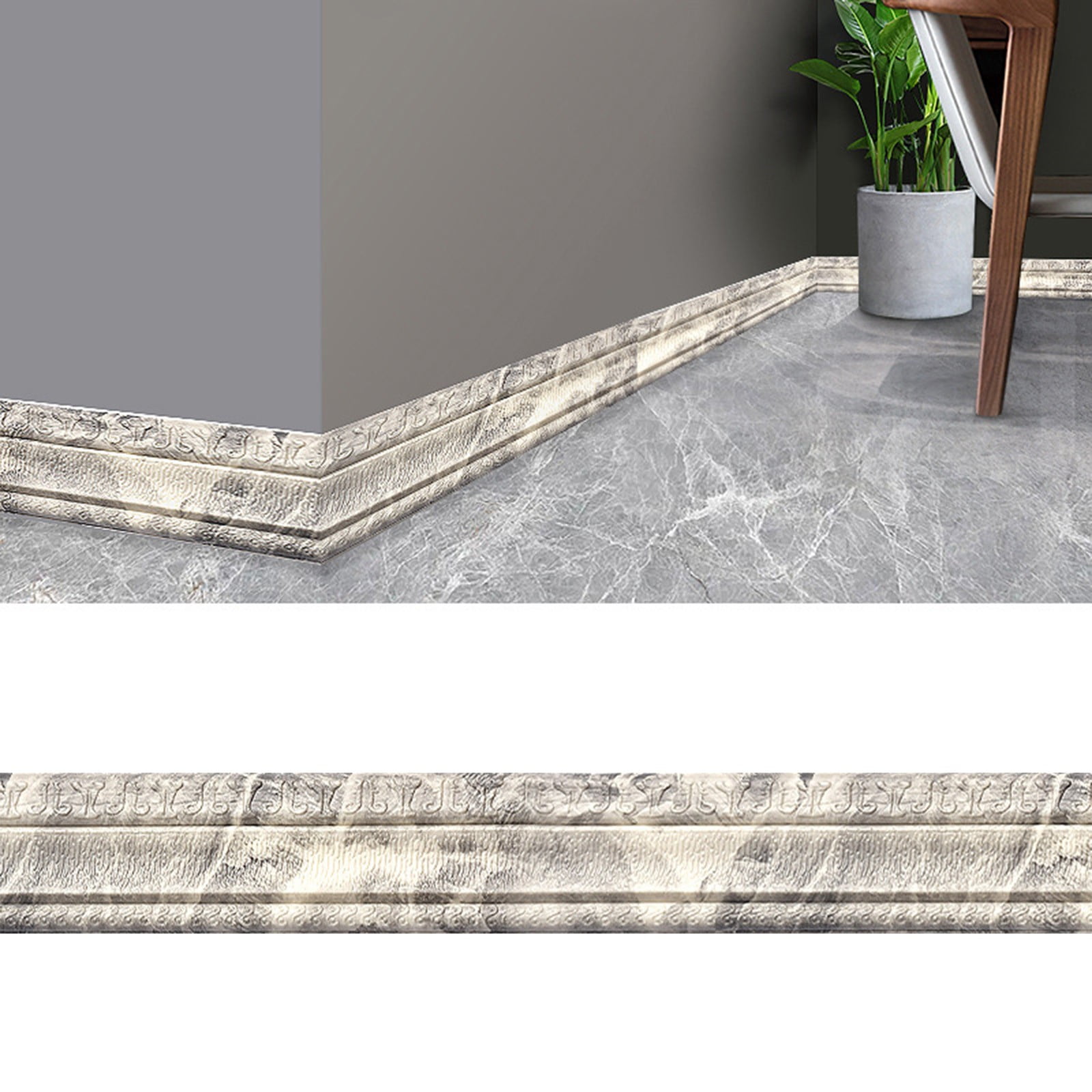 CoreLiving Grey Marble Peel and Stick Trim 9.5ft Flexible Self-Adhesive ...