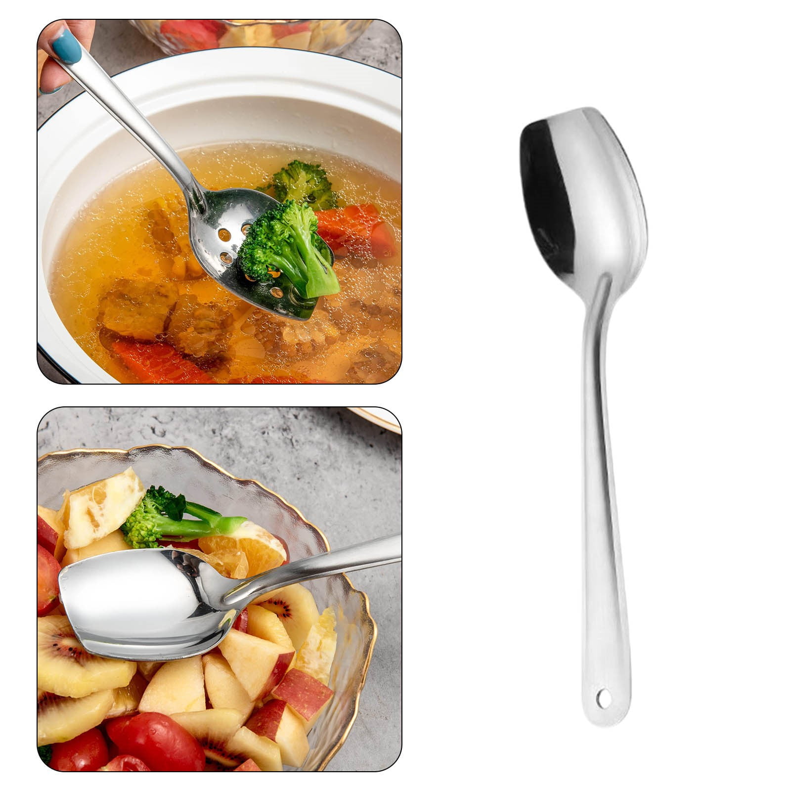 CoreLiving Metal Cooking Spoon & Slotted Spoon Stainless Steel, 8 Inch ...