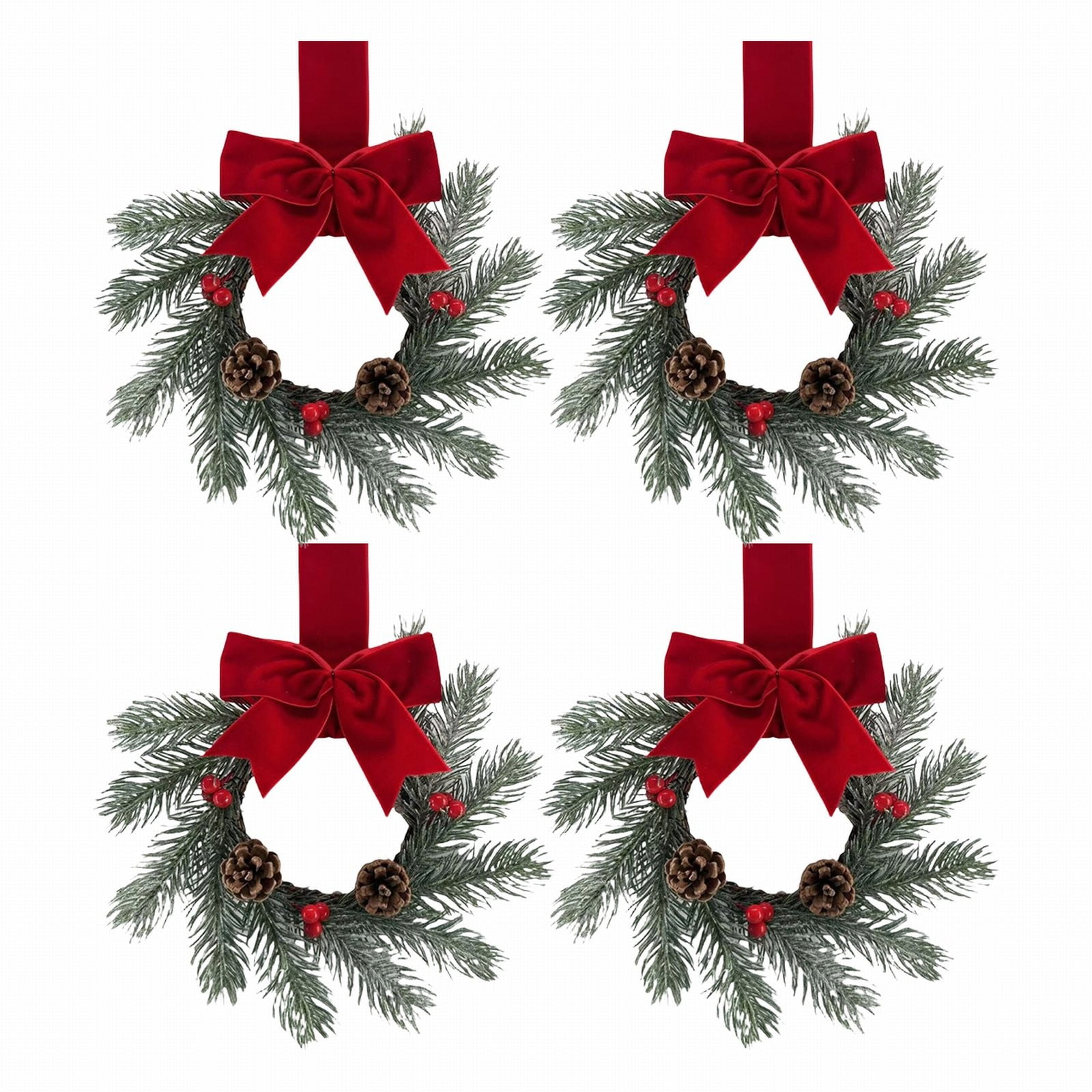 CoreLiving Mini Christmas Wreaths for Cabinets, Small Wreaths Indoor, 9 ...