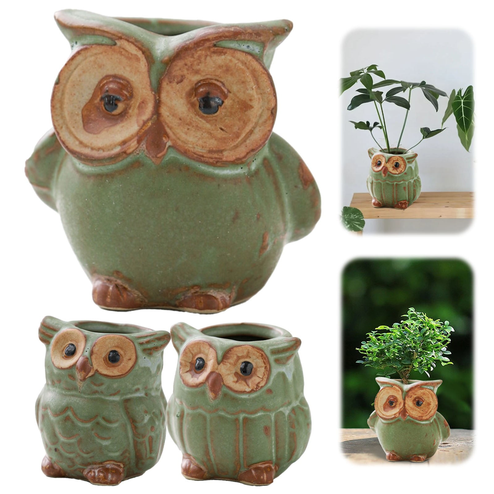 CoreLiving Owl Planter Animal Succulent Pots - Ceramic Groot & Cute Owl ...