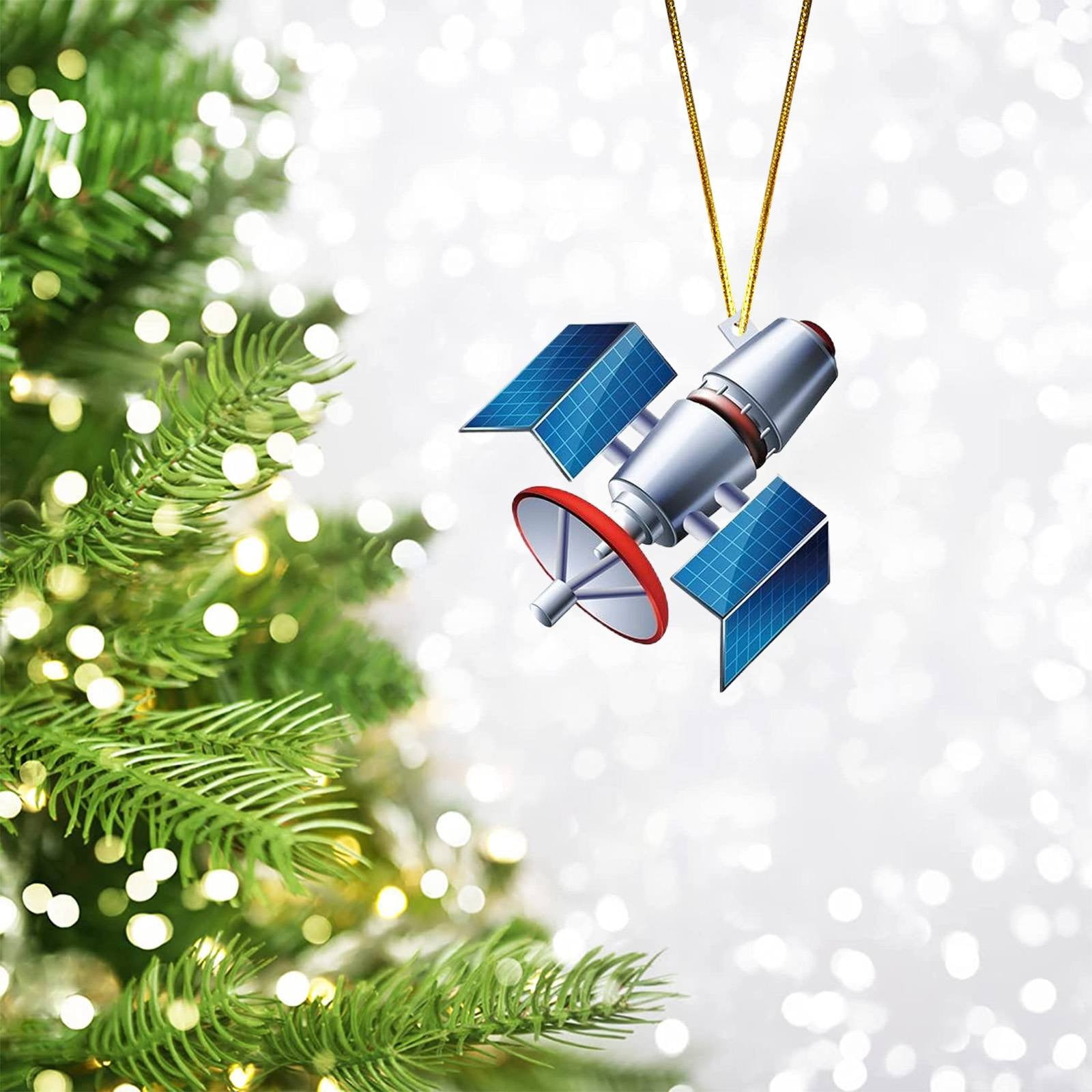 CoreLiving Rocket Ship Christmas Ornaments, Wooden Spacecraft & Planet ...