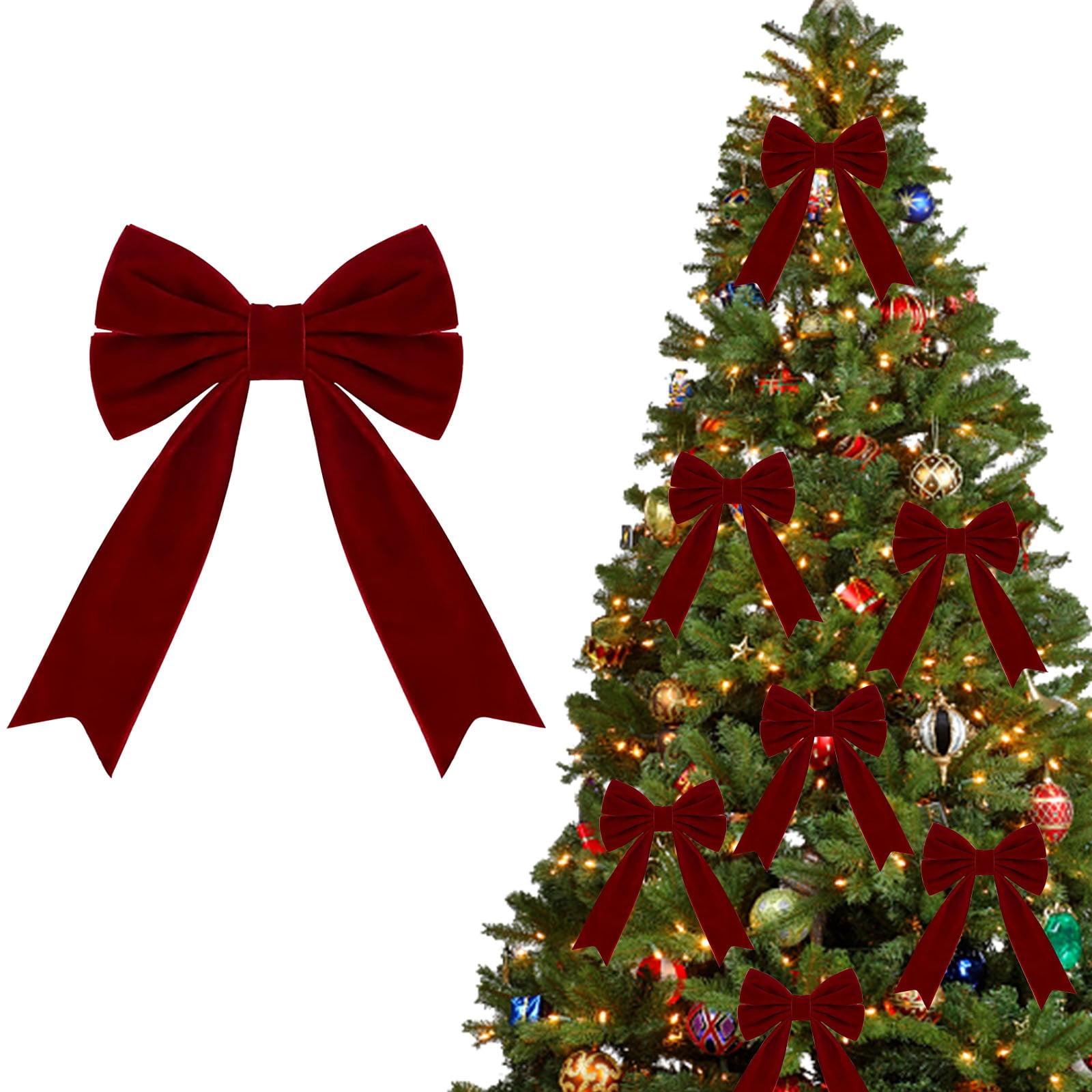 CoreLiving Small Red Velvet Bows Christmas Tree Bows Premium Premade ...