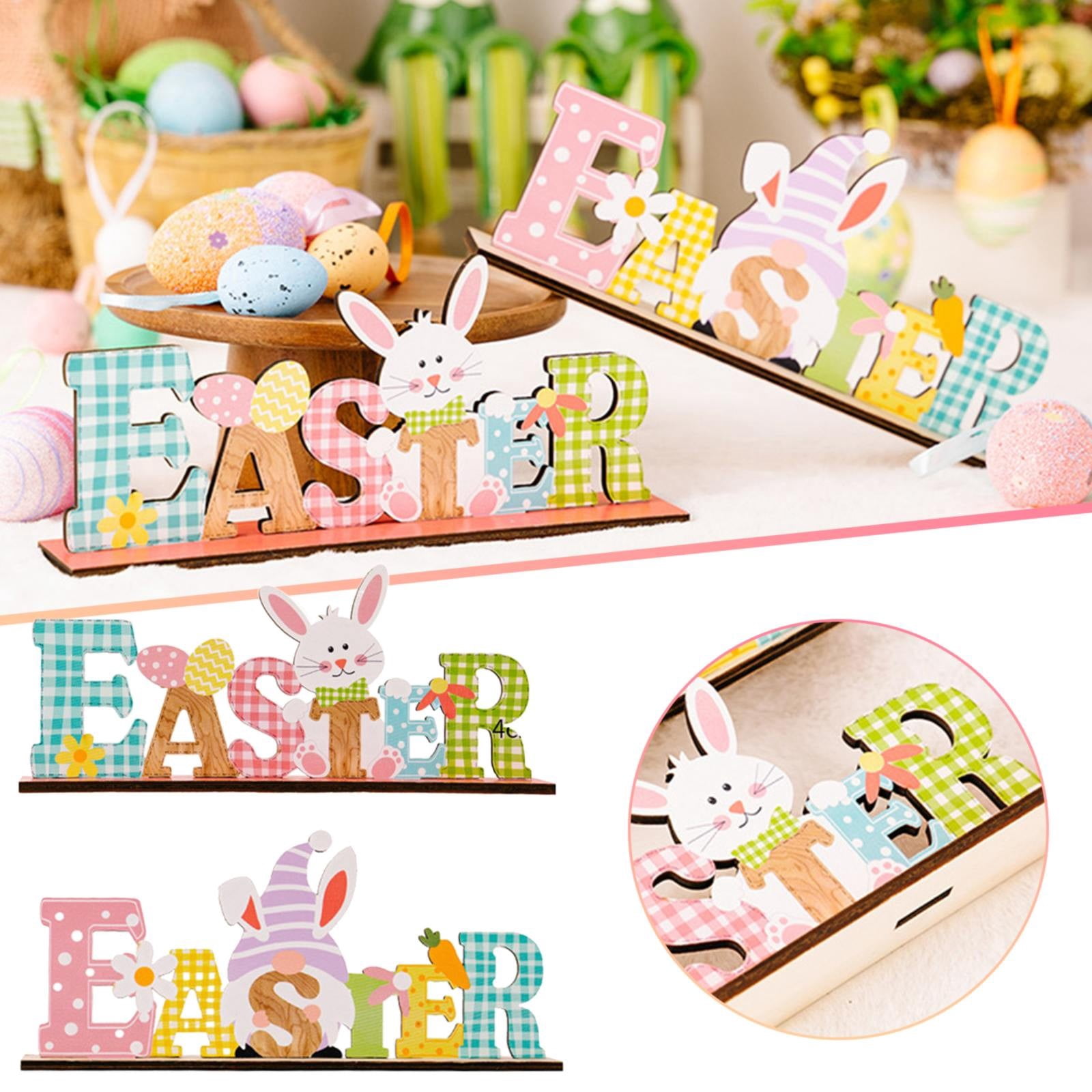 CoreLiving Spring Decorations Wooden Easter Bunny Decor Farmhouse ...