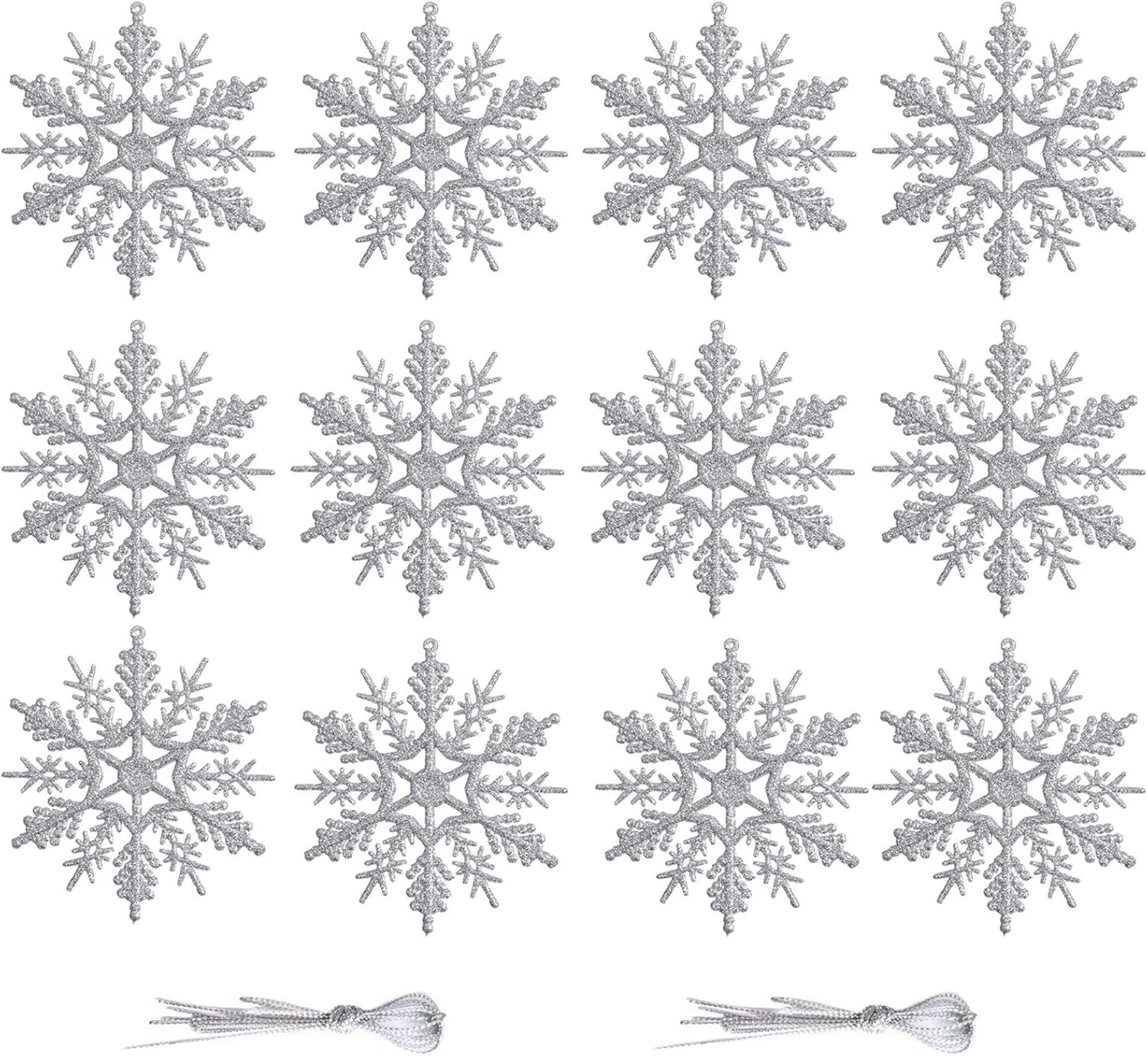 CoreLiving Winter Snowflake Ornaments 12-Pack, Hanging Plastic ...