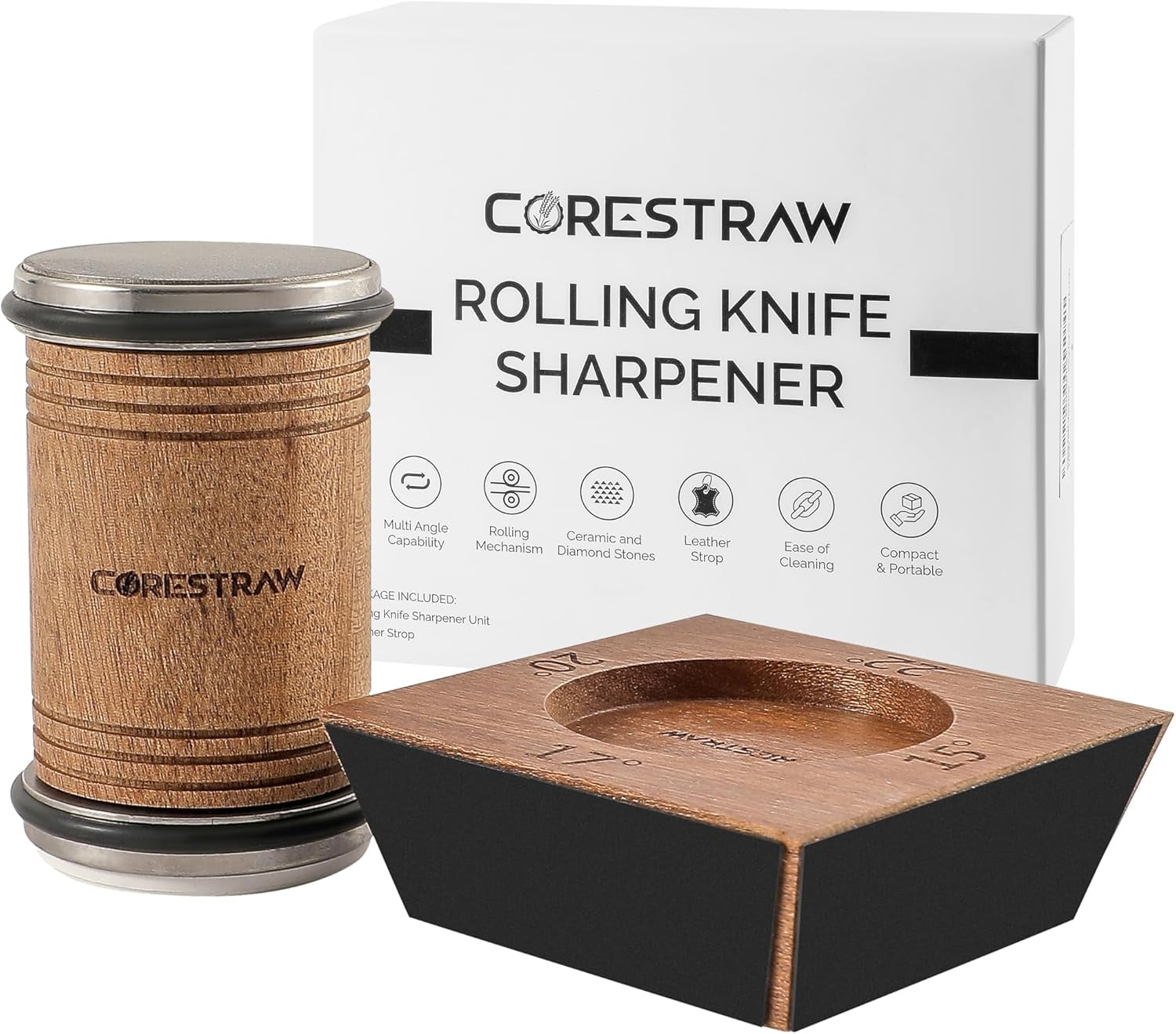 CoreStraw Rolling Knife Sharpener Kit – Multi-Angle Diamond Roller with ...