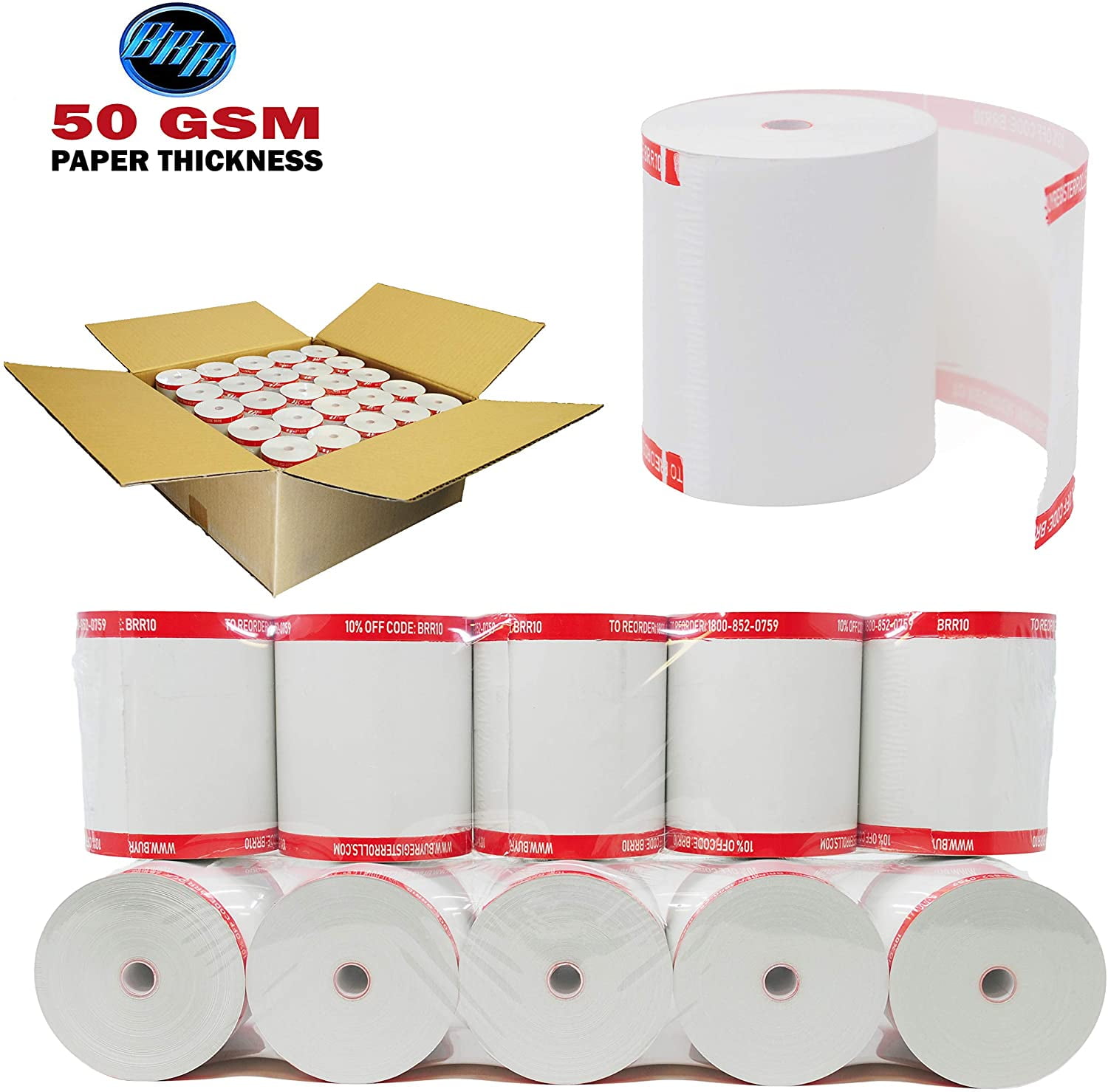 Coreless 3 1/8 x 230 50 Rolls White Thermal Paper Shrink Wrap Eco ...
