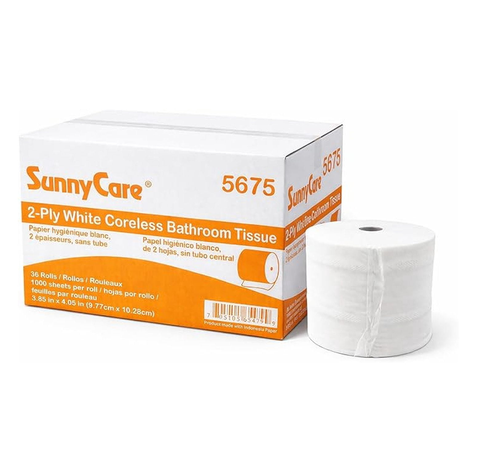 Coreless Bathroom Tissue 36 Rolls - 2-Ply White Toilet Paper - 3.85 x 4 ...