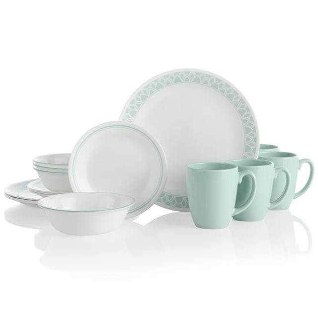 Corelle Adlyn 16-piece Square Dinnerware Set with Coffee Mugs, Service ...