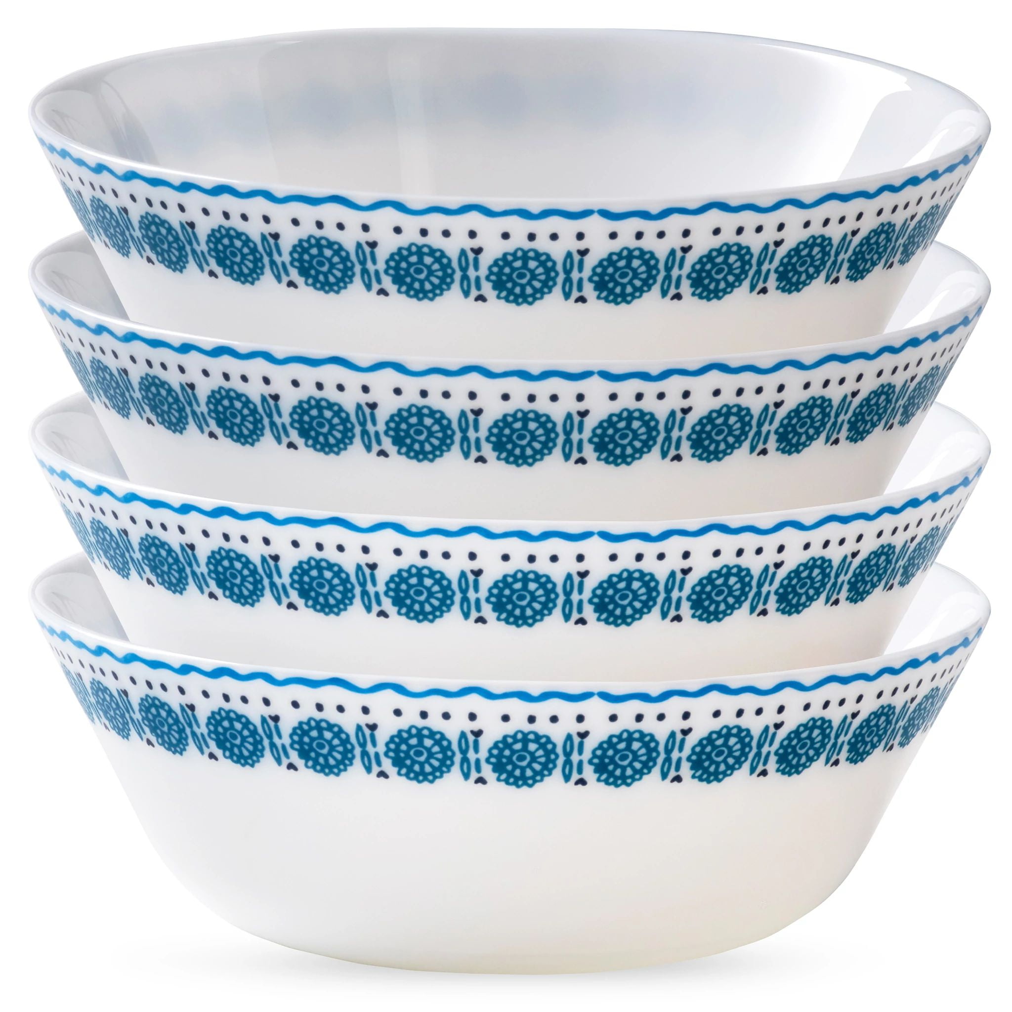 Corelle Azure Medallion 4-Piece Set of 18 oz Soup/Cereal Bowls, Service ...