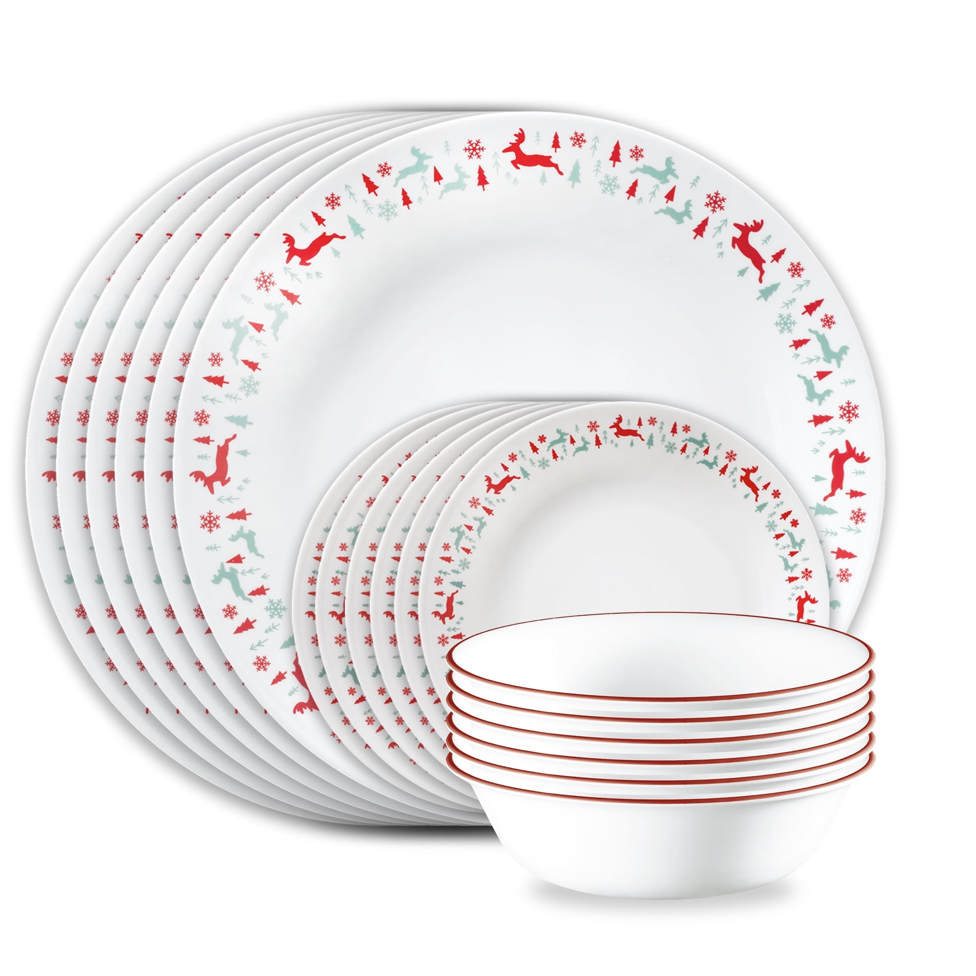 Corelle Be Merry 18-Piece Holiday Dinnerware Set, Service for 6 ...