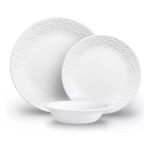 Corelle Bella Faenza Embossed Dinnerware Set, 18-Piece, Durable ...