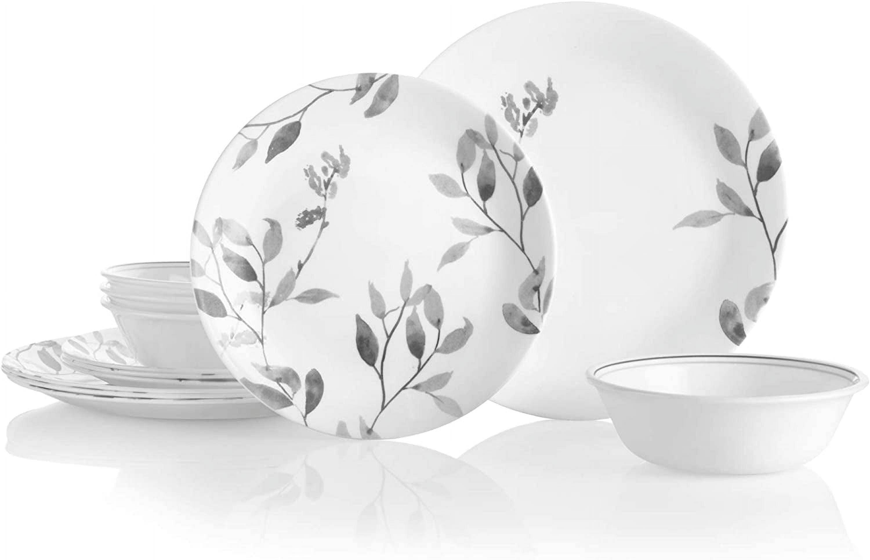Corelle Boutique Misty Leaves 12-Piece Dinnerware Set, Service for 4 ...