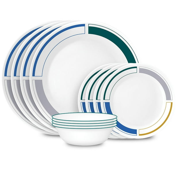 Corelle Color Block 12-pc Dinnerware Set, Serves 4 - Walmart.com