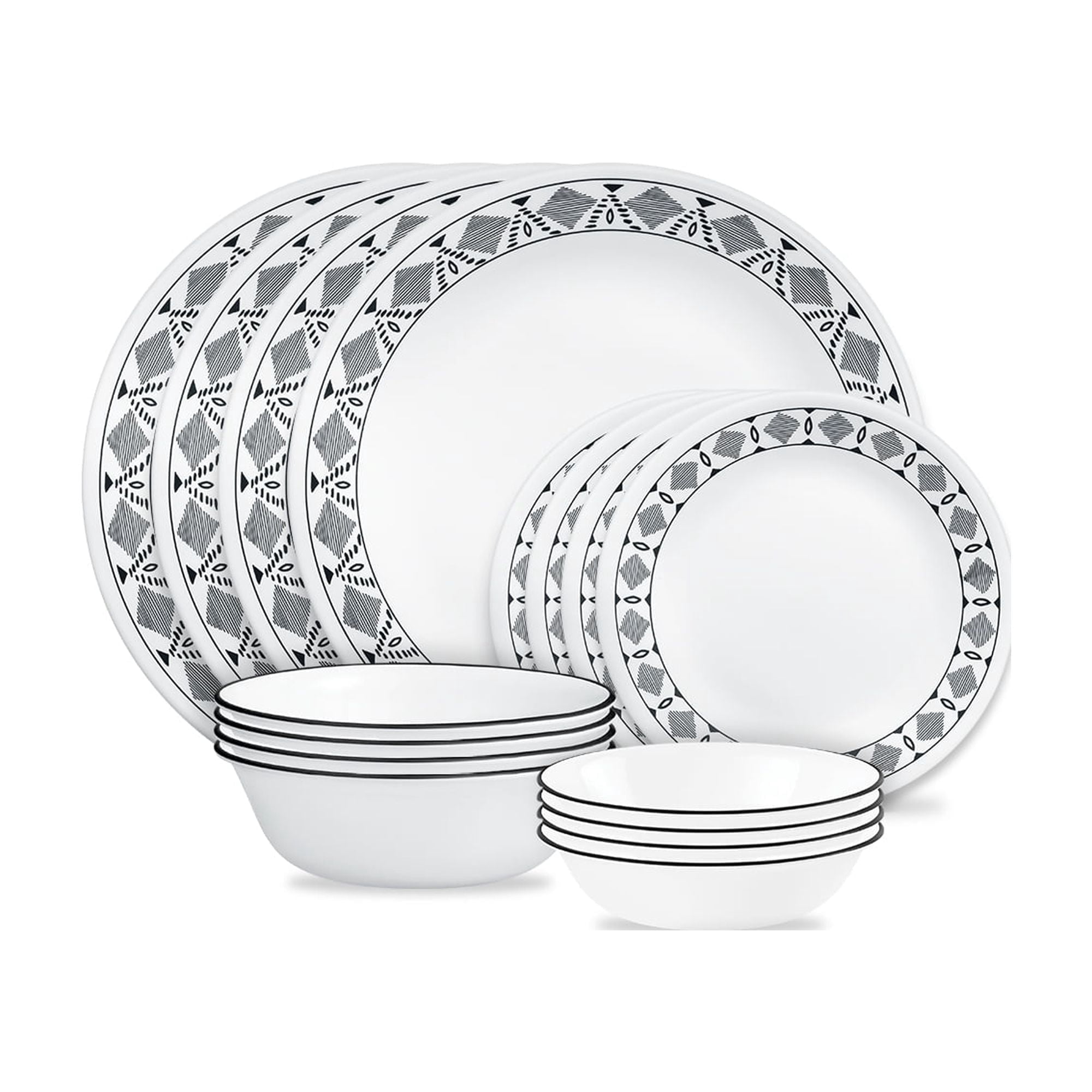 Corelle Durable Vitrelle Glass Dinnerware Set for Microwave Dishwasher ...