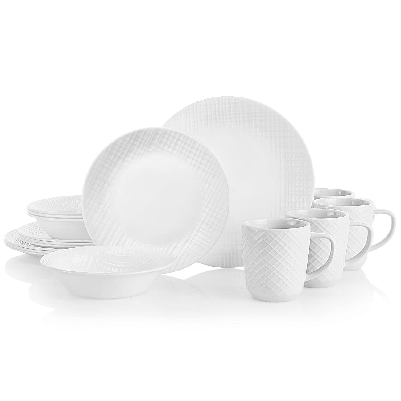 Corelle Linen Weave Embossed 16-piece Dinnerware Set, Service for 4 ...