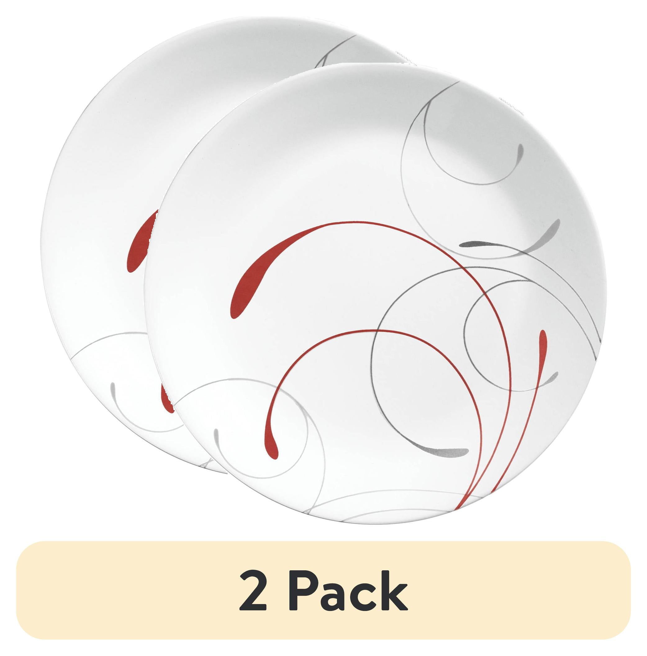 (2 pack) Corelle Splendor, White and Red Round Dinner Plate, 10.25 ...