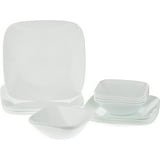 Corelle White Dinnerware Set with Simple Lines, Square Plates, 18-piece ...