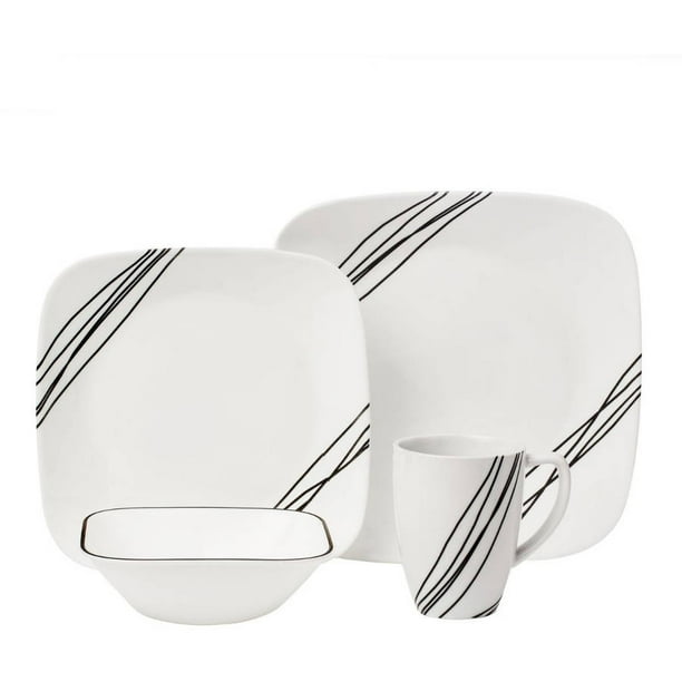 Corelle Square Simple Sketch 16-Piece Dinnerware Set - Walmart.com