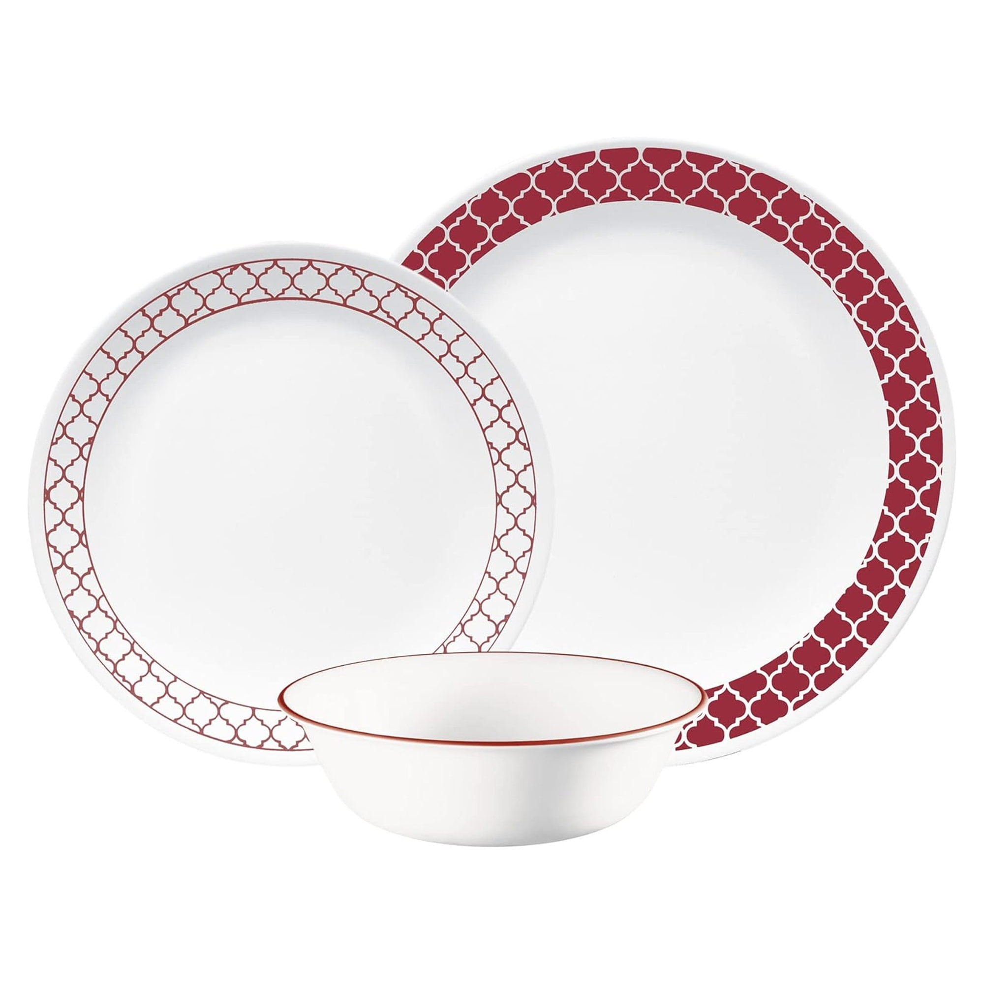 Corelle Vitrelle 12 Piece Round Dinnerware Set, Crimson Trellis ...