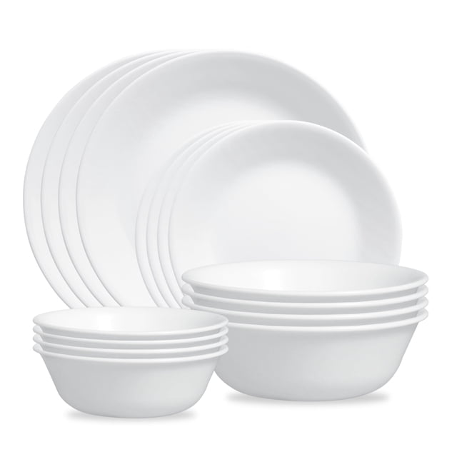 Corelle Classic White 16-Piece Dinnerware Set, Lightweight & Highly ...
