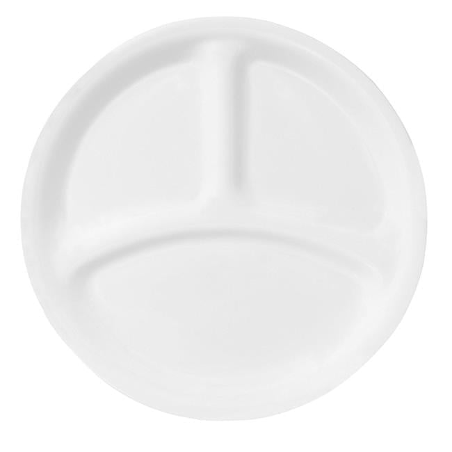 "Corelle Winter Frost White, 10.25"" Round Three Section Divided Dinner ...