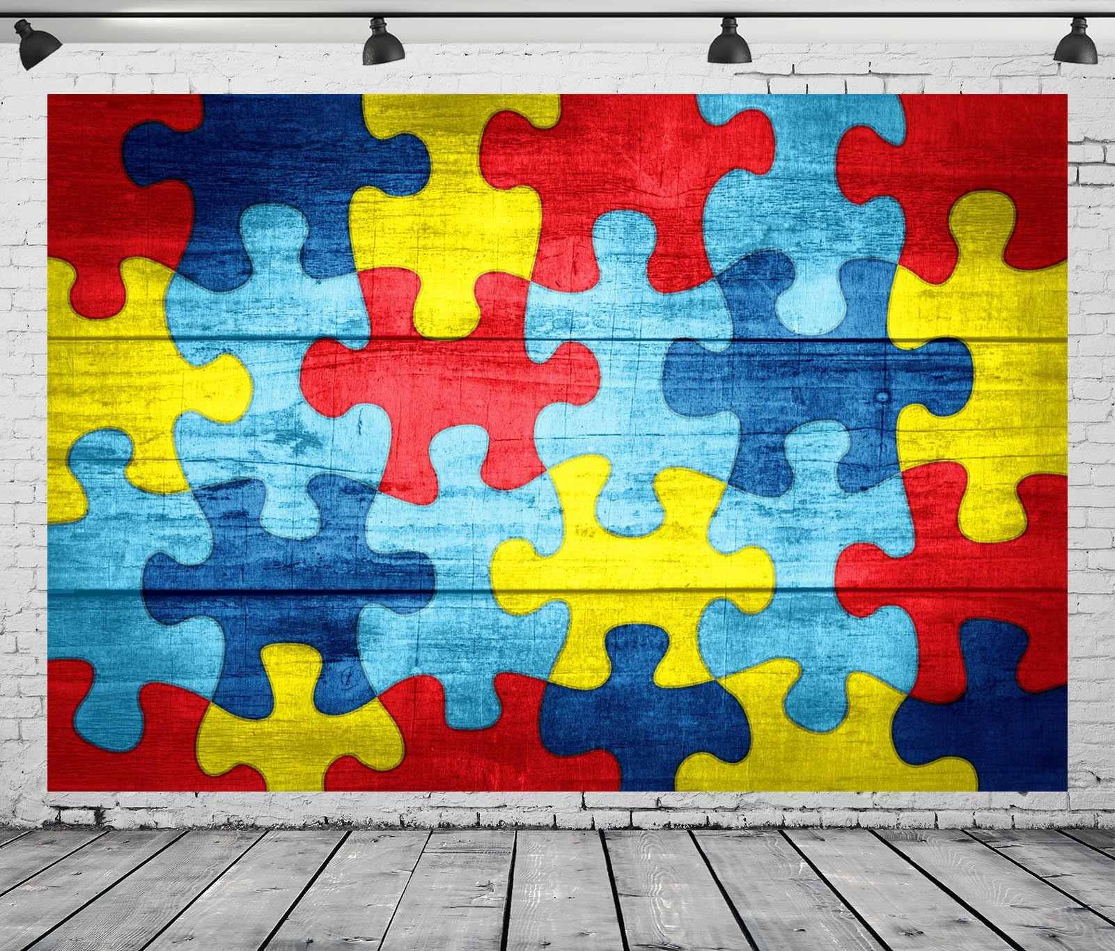 Corfoto 7X5Ft Fabric Colorful Picture Puzzle Backdrop For Photography ...