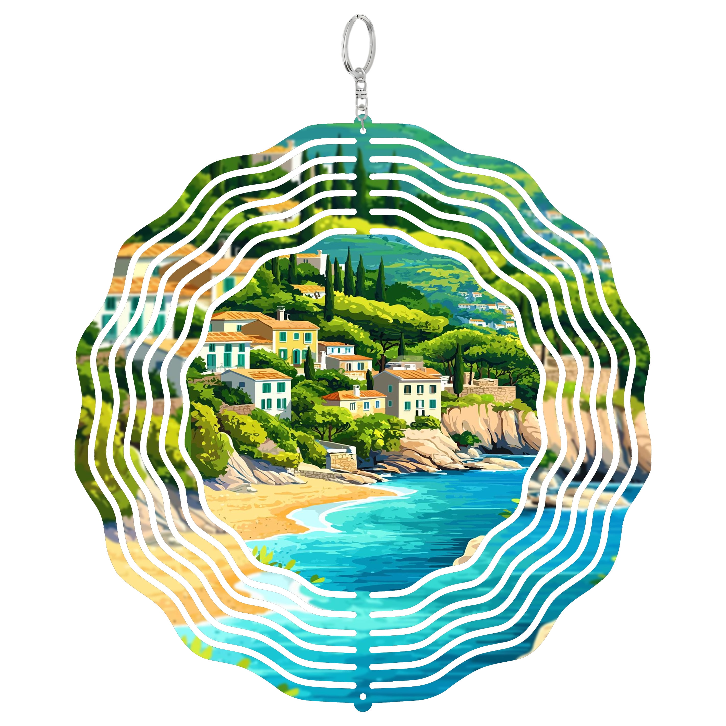 Corfu Greece Island Landscape 3D Wind Spinner Stainless Steel Kinetic ...