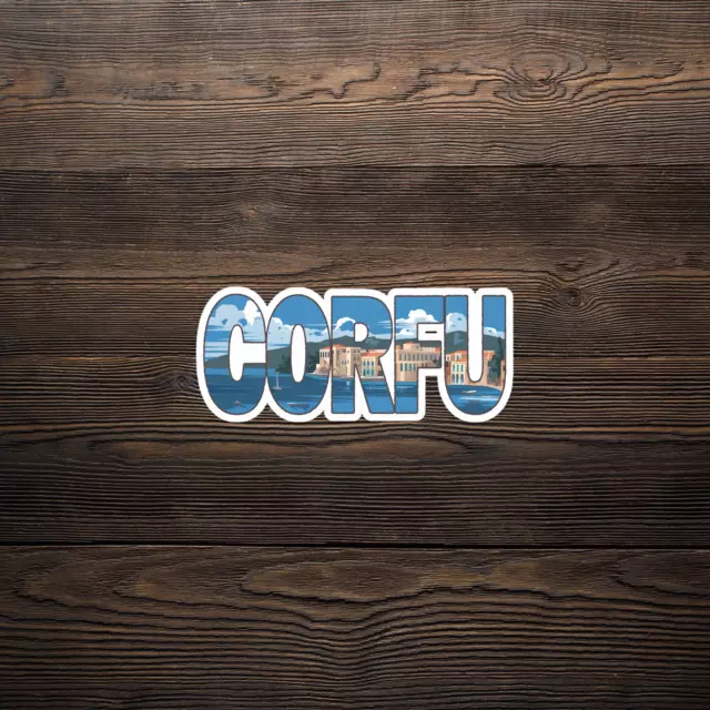 Corfu Greece Travel Sticker - Mediterranean Island Cityscape Decal ...