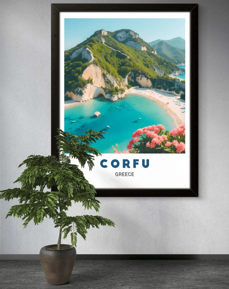Corfu Poster Mesmerizing View Of Corfu, Greece Coastal Paradise Art ...