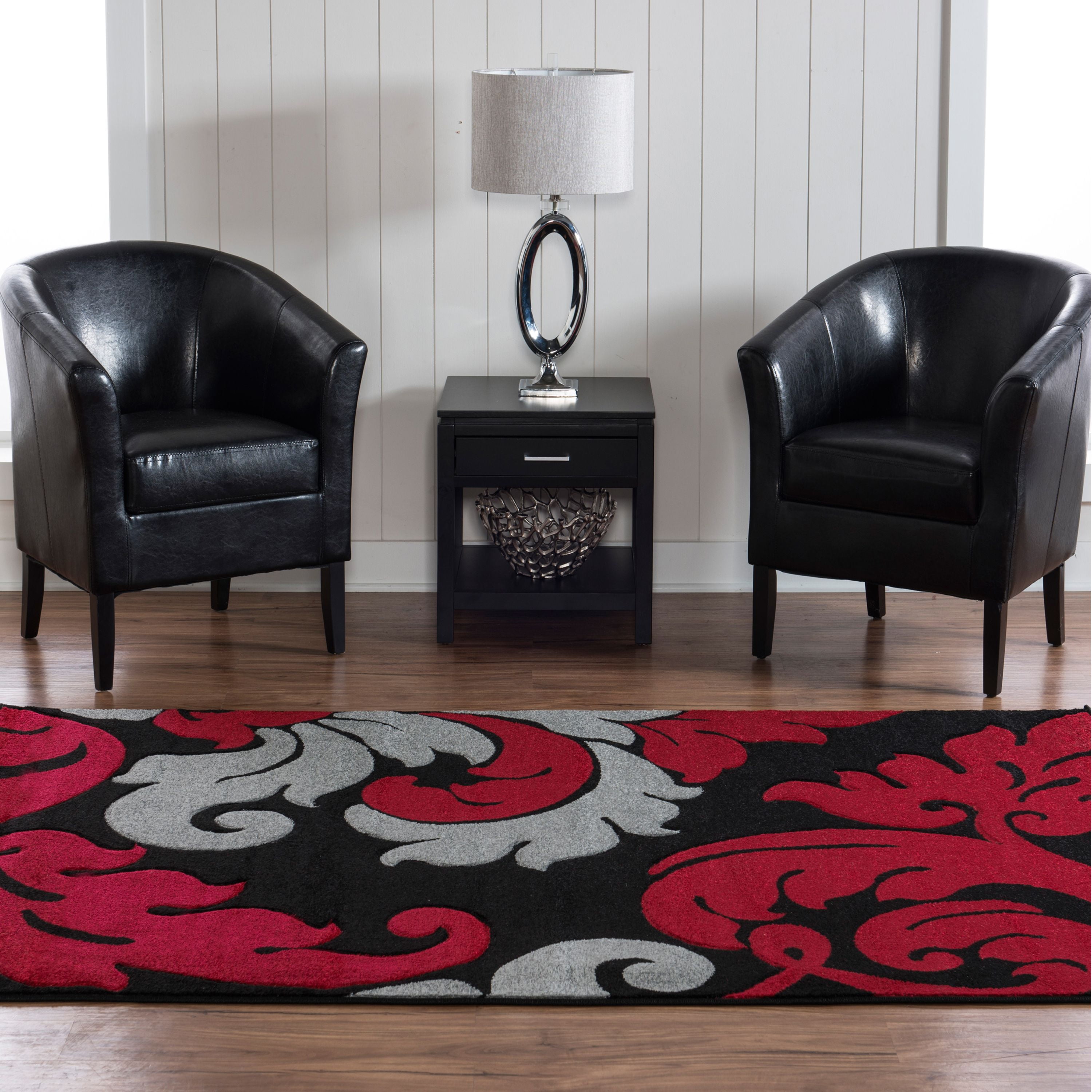 Corfu Power Loomed 1'10" x 2'10" Rug, Black/Red - Walmart.com